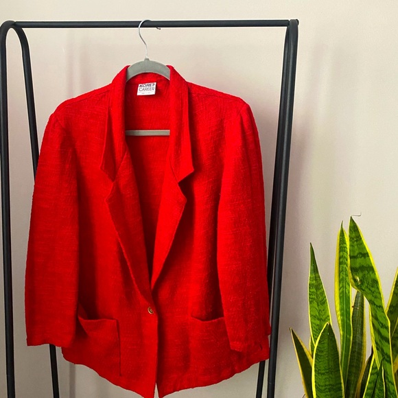 Koret | Jackets & Coats | Groovy Red Blazer Jacket With A Unique Gold ...